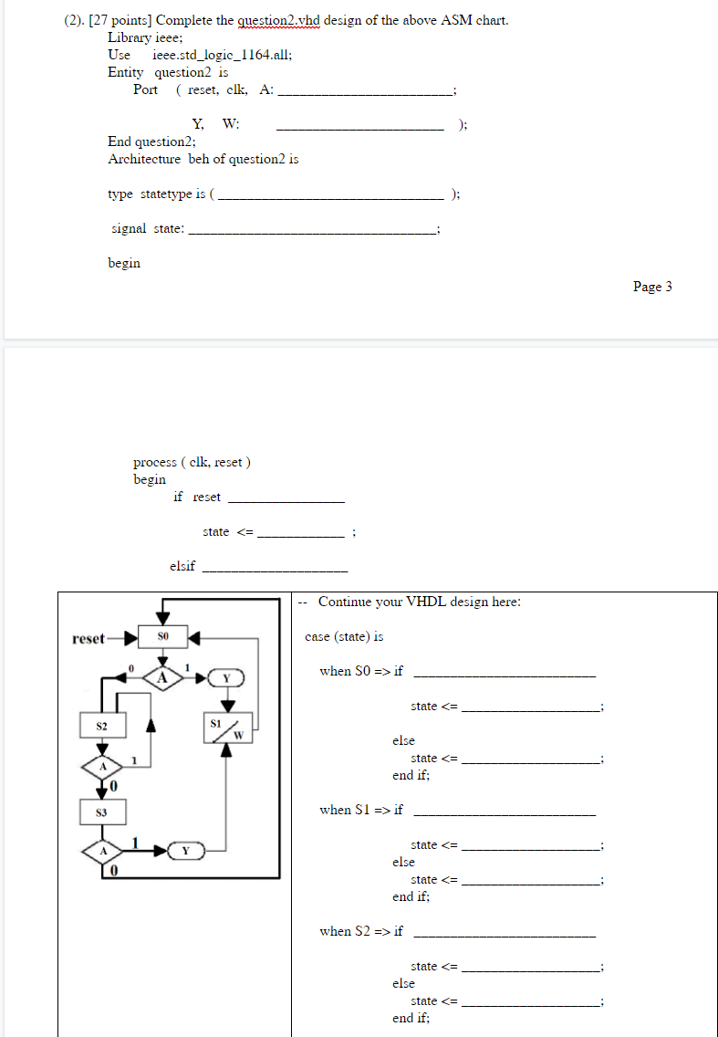 (2). [27 points] Complete the question 2.vhd design | Chegg.com