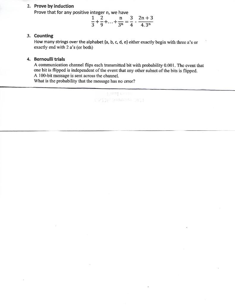 Solved 2. Prove by induction Prove that for any positive | Chegg.com