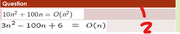 Solved Question 10n2+100n=O(n2)3n2−100n+6=O(n) | Chegg.com