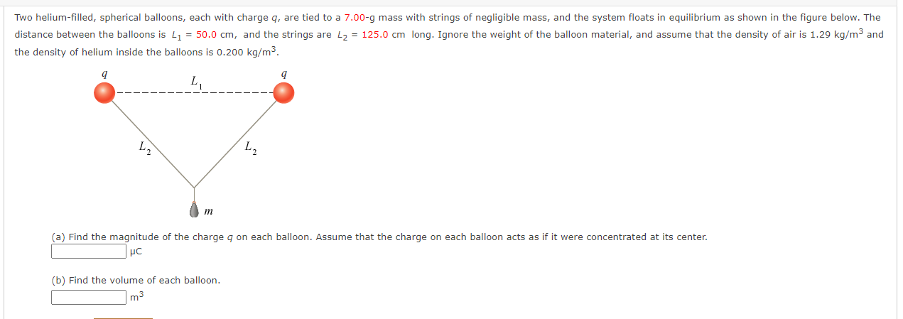 Solved Two helium-filled, spherical balloons, each with | Chegg.com