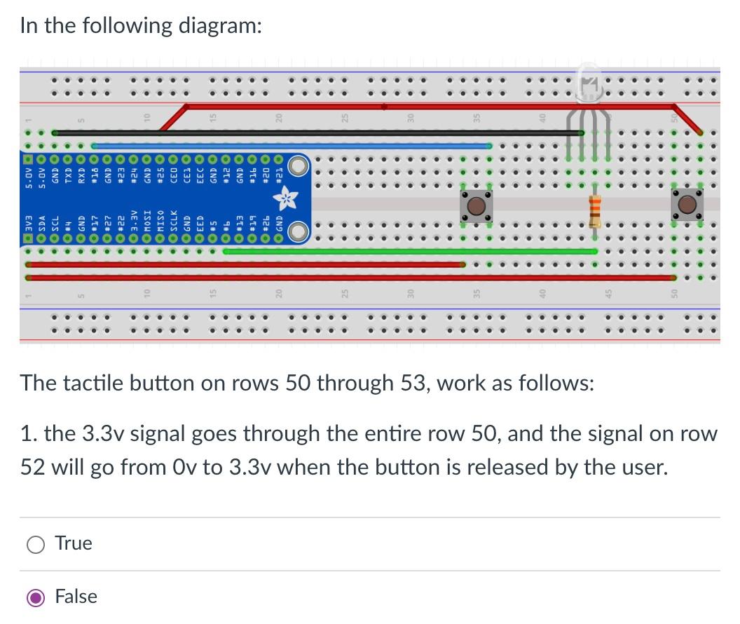 Solved In the following diagram: The tactile button on rows | Chegg.com