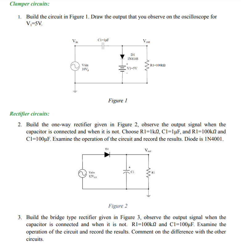 Solved 1. Study clamper and rectifier circuits from your | Chegg.com