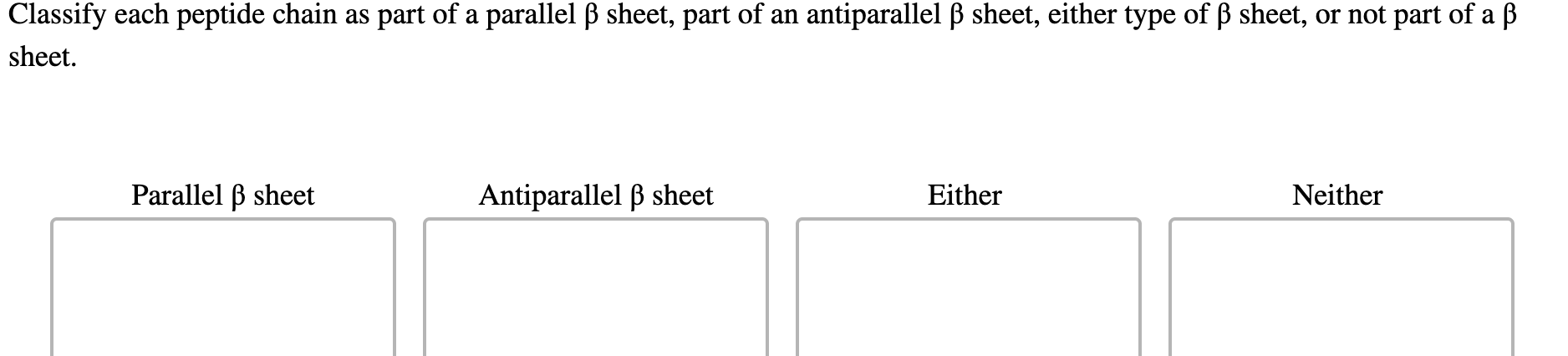 Solved Classify each peptide chain as part of a parallel β | Chegg.com