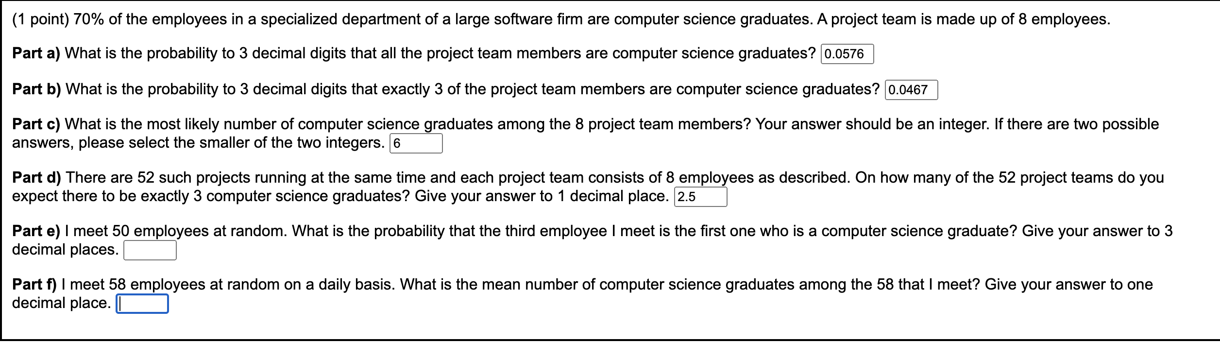 Solved 1 Point 70 Of The Employees In A Specialized Chegg