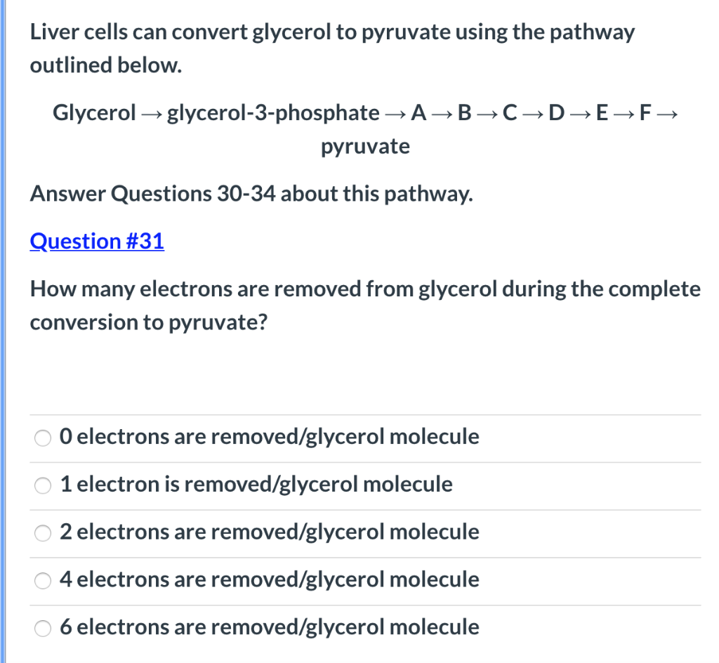 Solved Liver Cells Can Convert Glycerol To Pyruvate Using