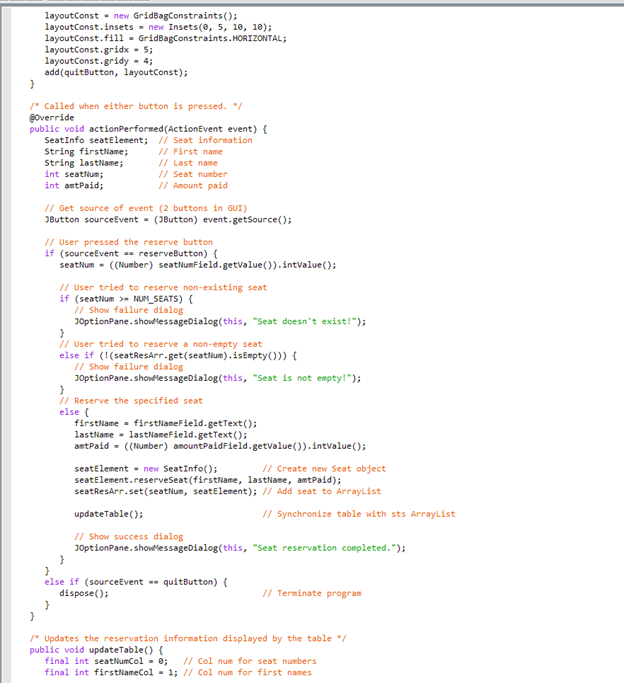 Solved I need some help with this lab.Lesson 13 Lab - Seat | Chegg.com