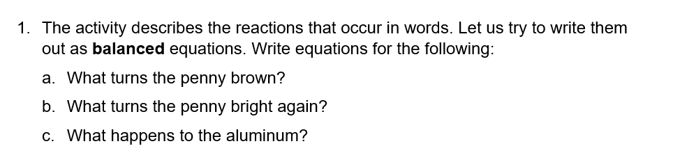 Solved Let's Do Chemistry with the Penny! Introduction We | Chegg.com
