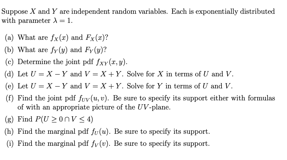 Solved Suppose X and Y are independent random variables. | Chegg.com