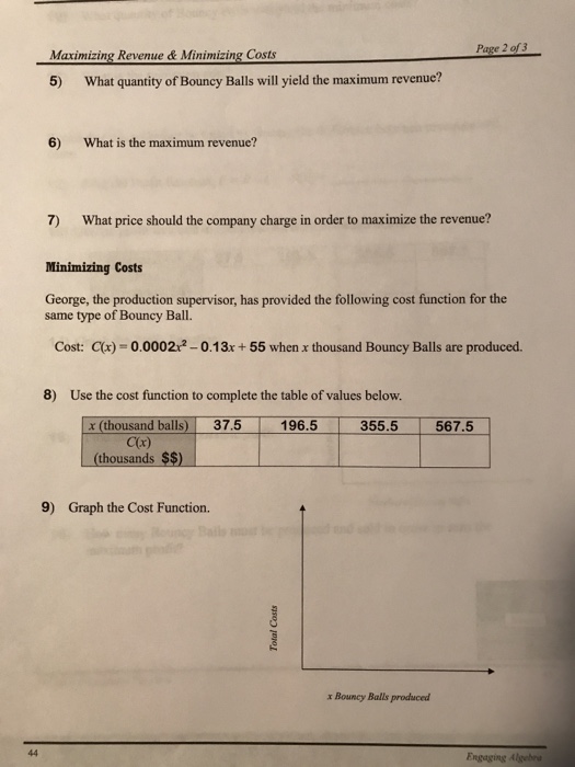 Solved Maximizing Revenue& Minimizing Costs The sales | Chegg.com