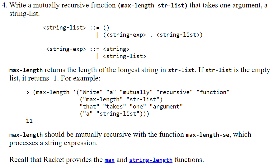 Solved Write a RACKET code and attach a Snapshot of your | Chegg.com