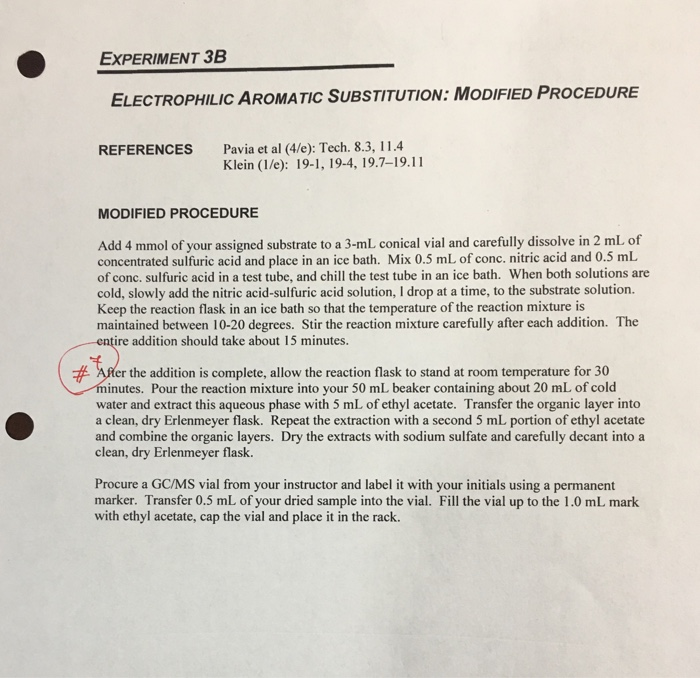 Solved EXPERIMENT 3B ELECTROPHILIC AROMATIC SUBSTITUTION: | Chegg.com