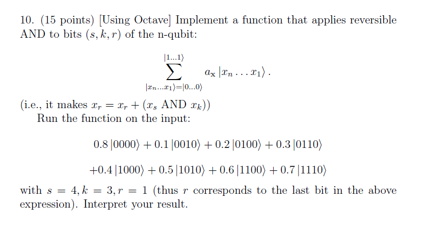 Solved 10 15 Points Using Octave Implement A Function 9419
