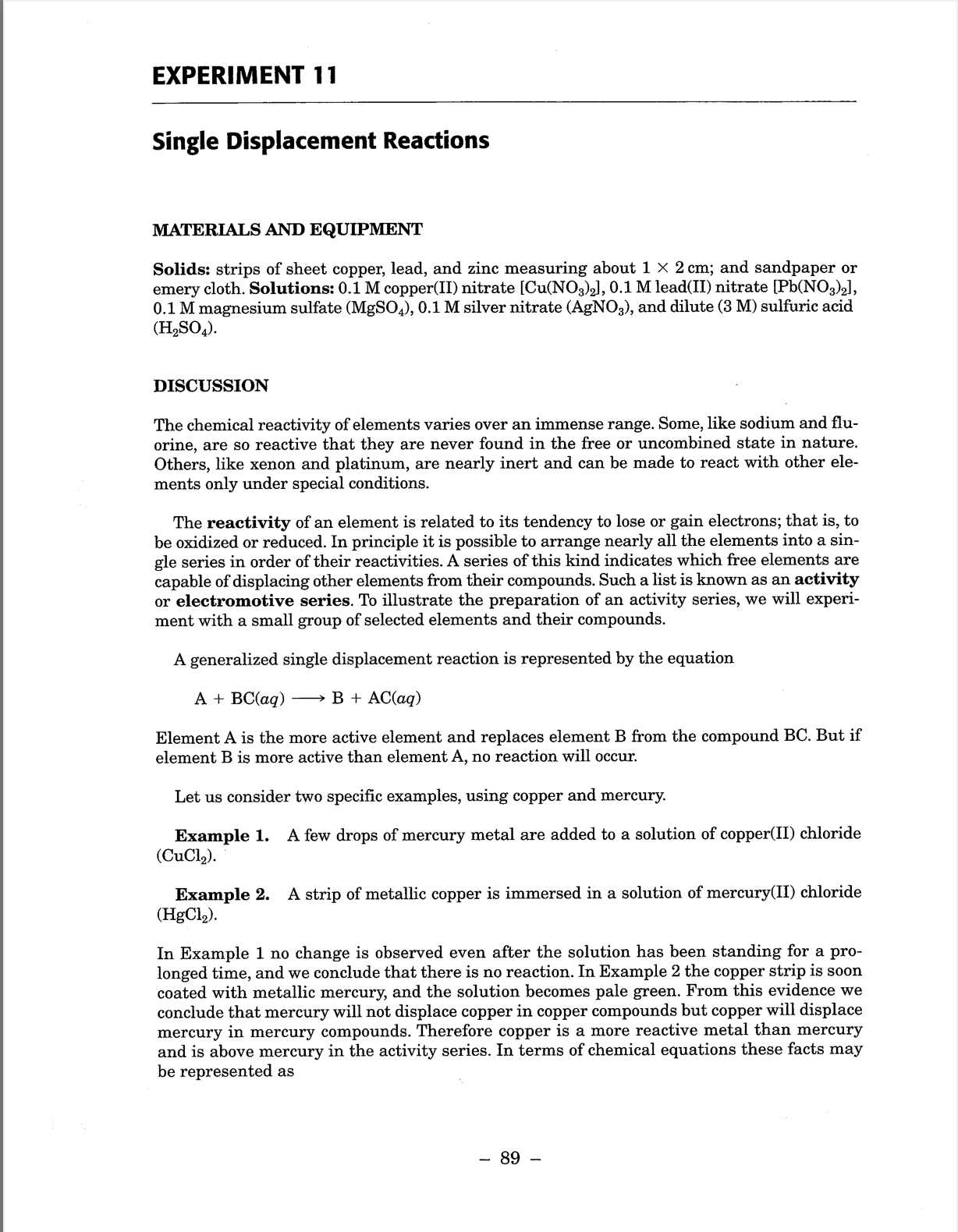 Solved Single Displacement ReactionsMATERIALS AND | Chegg.com