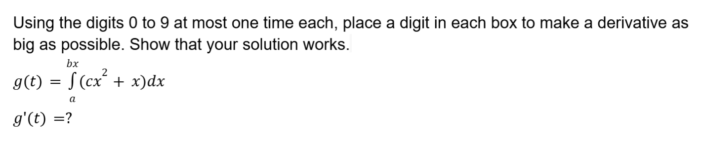 Solved Using the digits 0 to 9 at ﻿most one time each, | Chegg.com