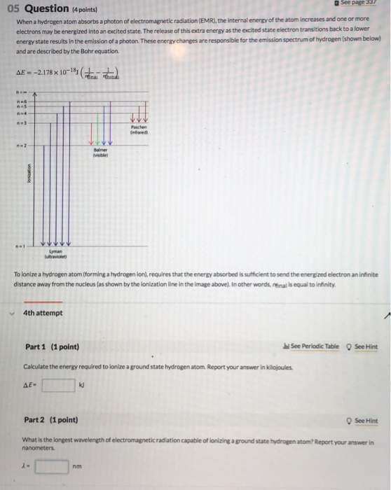 Solved When A Hydrogen Atom Absorbs A Photon Of