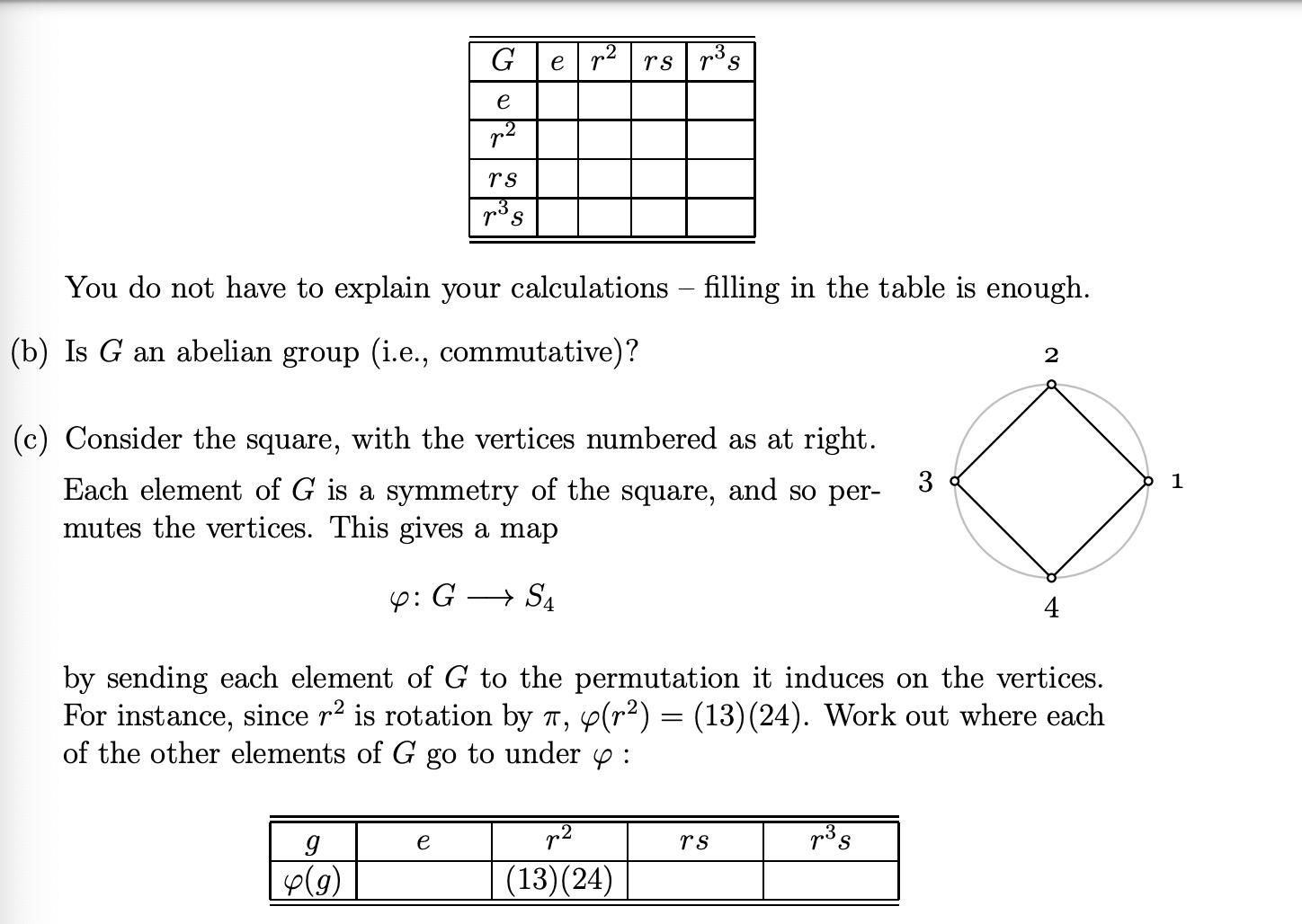Solved 2. Consider the following subset of D4 : | Chegg.com