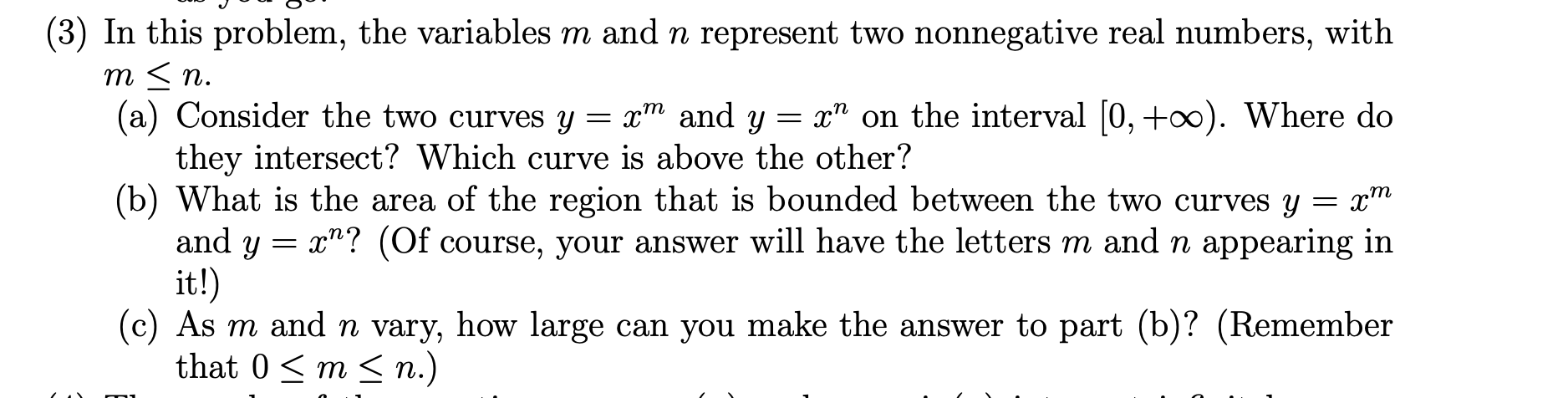 Solved (3) In this problem, the variables m and n represent | Chegg.com