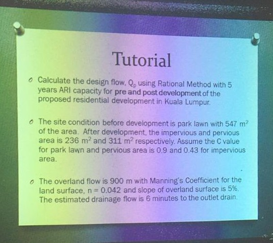 Solved Tutorial Calculate the design flow, Q using Rational | Chegg.com