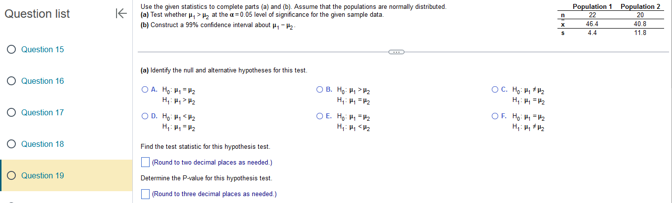 Solved Question list Question 15 Question 16 Question 17 | Chegg.com Solved Question list Question 15 Question 16 Question 17 | Chegg.com