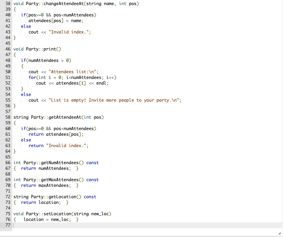 Solved This exercise defines a Party class to store the | Chegg.com