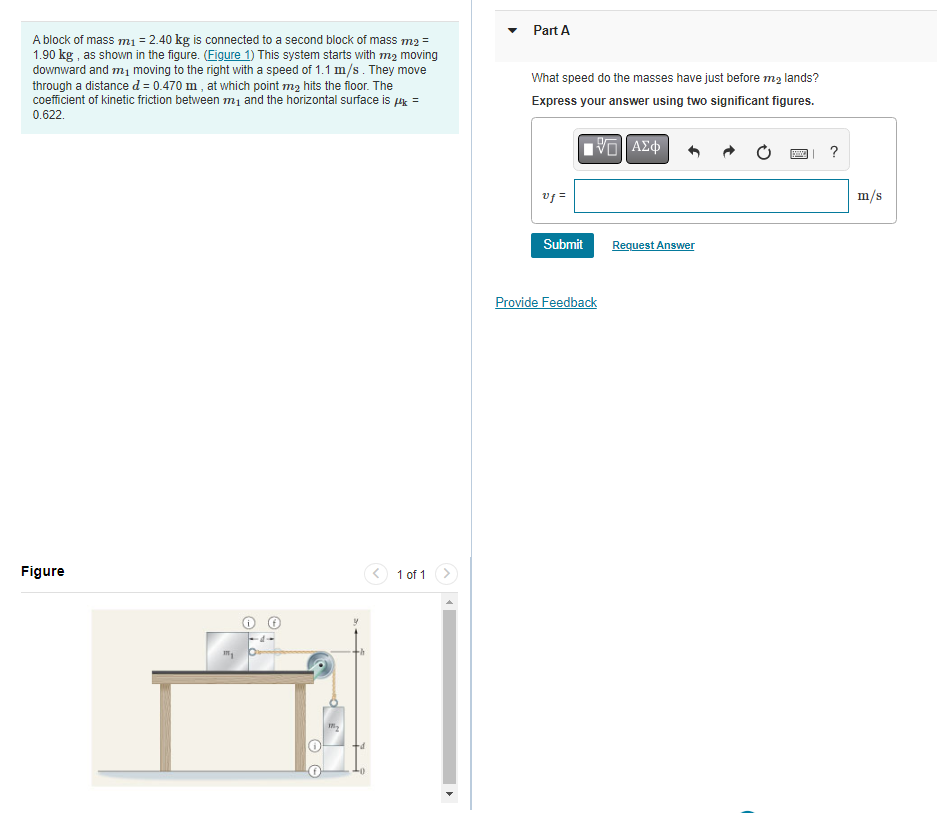 Solved A block of mass m1=2.40 kg is connected to a second | Chegg.com