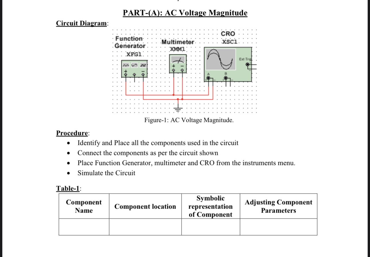 Solved PART-(A): AC Voltaoe Maonitude Circuit Diagı | Chegg.com