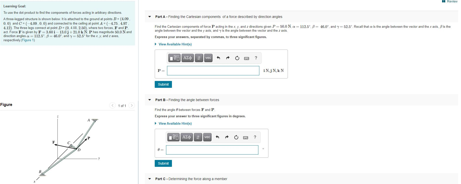 Solved A Review Part A Finding The Cartesian Components Of