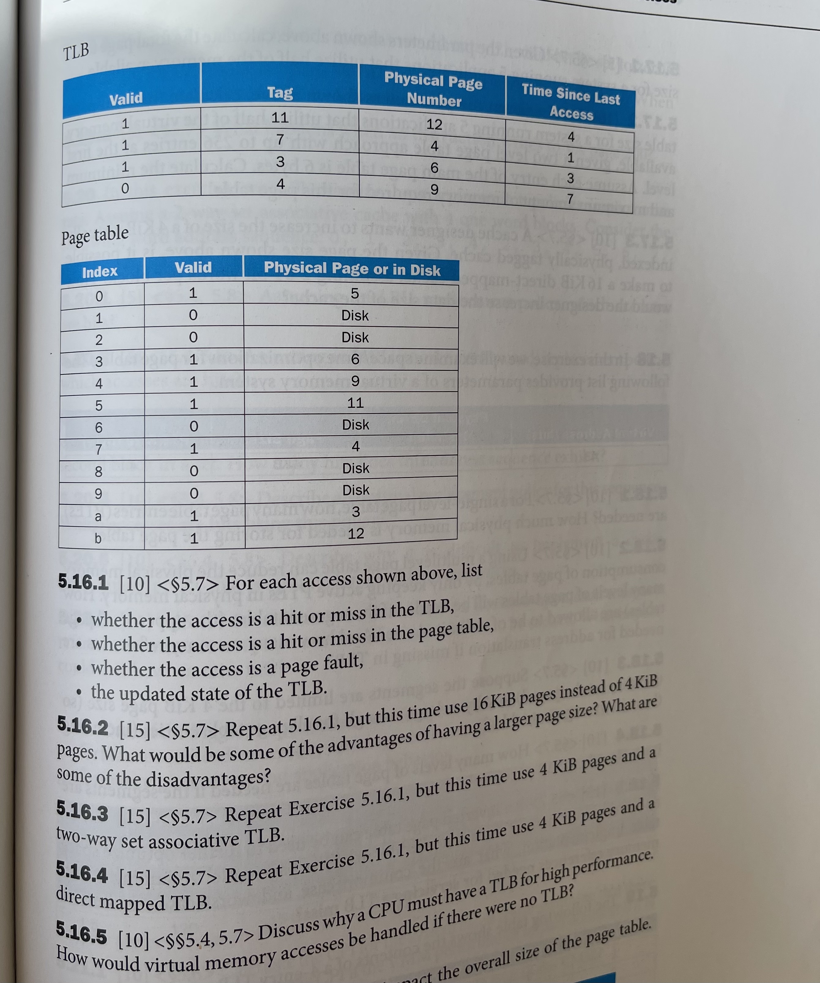 Solved 5.16 As described in Section 5.7, virtual memory uses | Chegg.com