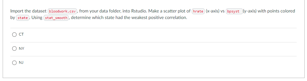 Import the dataset bloodwork.csv, from your data | Chegg.com