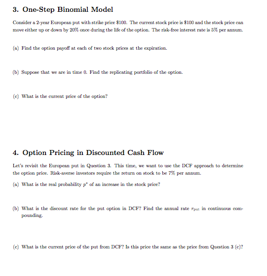 3. One-Step Binomial Model Consider a 2-year European | Chegg.com
