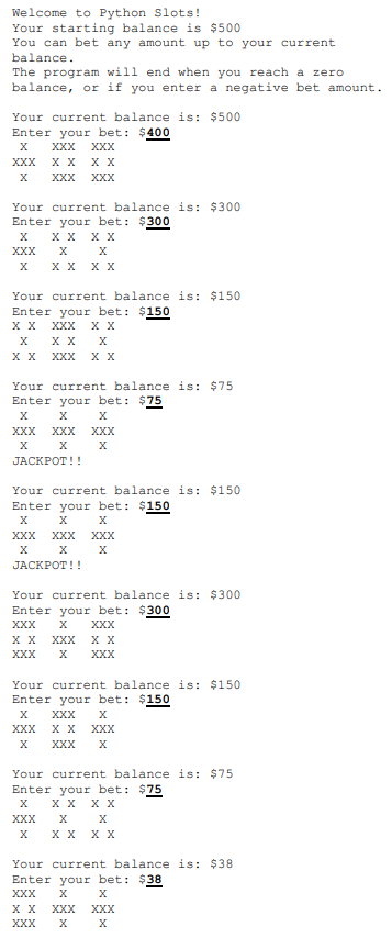 Solved "You must write a single player slot machine game." | Chegg.com