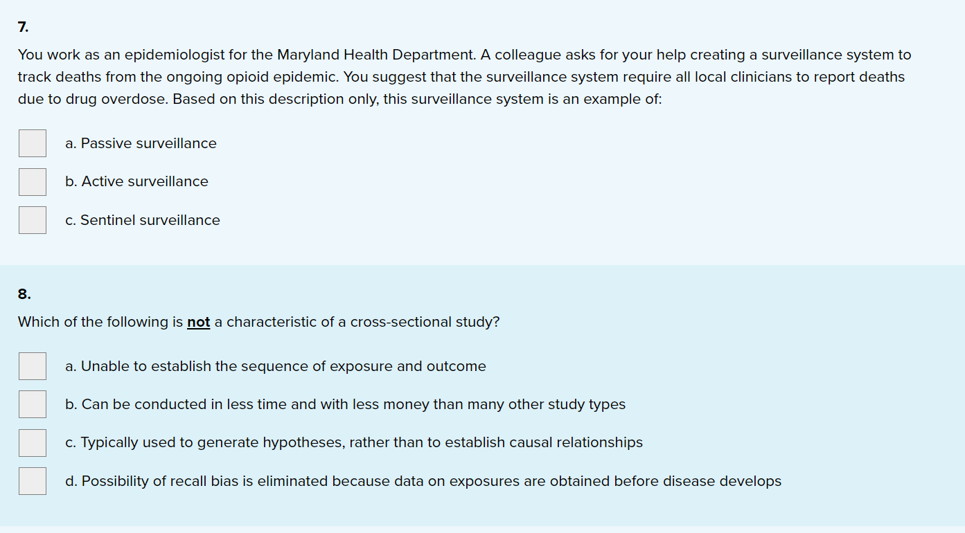 Solved You work as an epidemiologist for the Maryland Health | Chegg.com