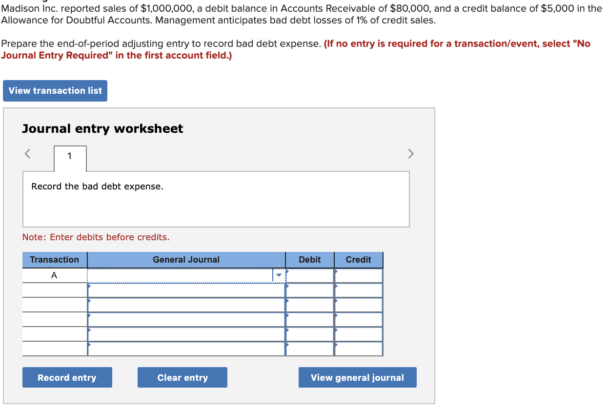 Solved Madison Inc. reported sales of $1,000,000, a debit | Chegg.com