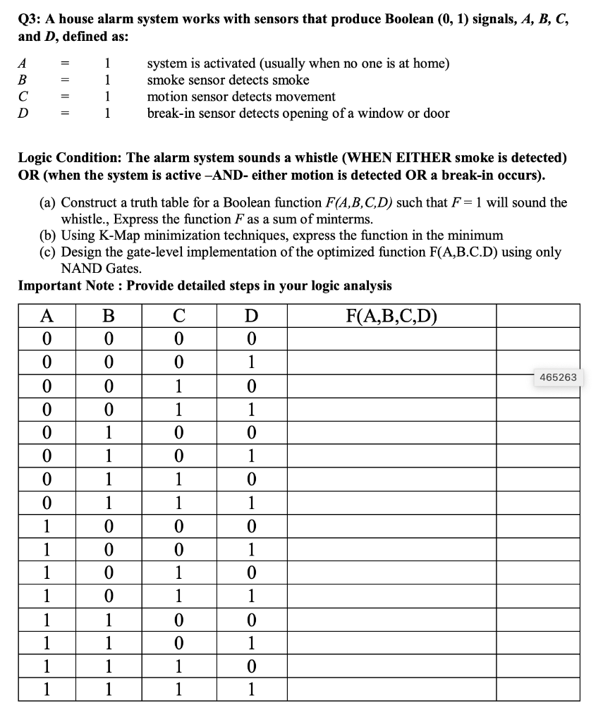 Solved Q3: A house alarm system works with sensors that | Chegg.com