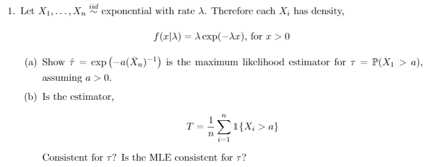 Solved Let x1,dots,xn∼iid ﻿exponential with rate λ. | Chegg.com