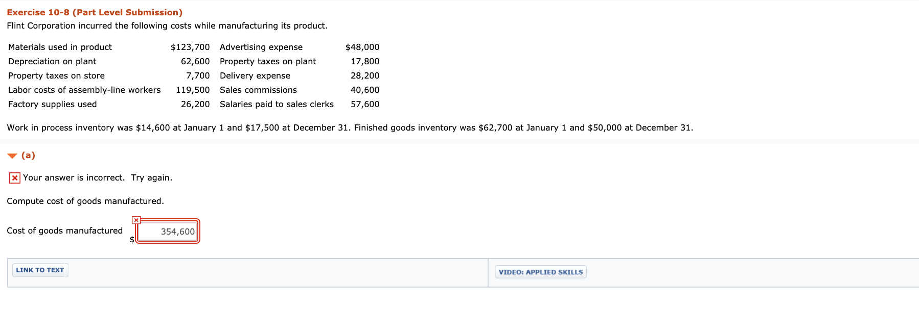 Solved Exercise 10-8 (Part Level Submission) Flint | Chegg.com