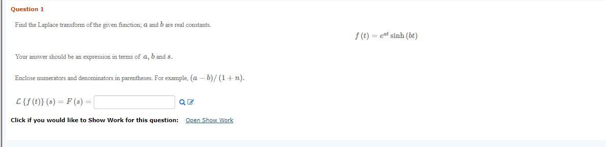 Solved Question 1 Find the Laplace transform of the given | Chegg.com