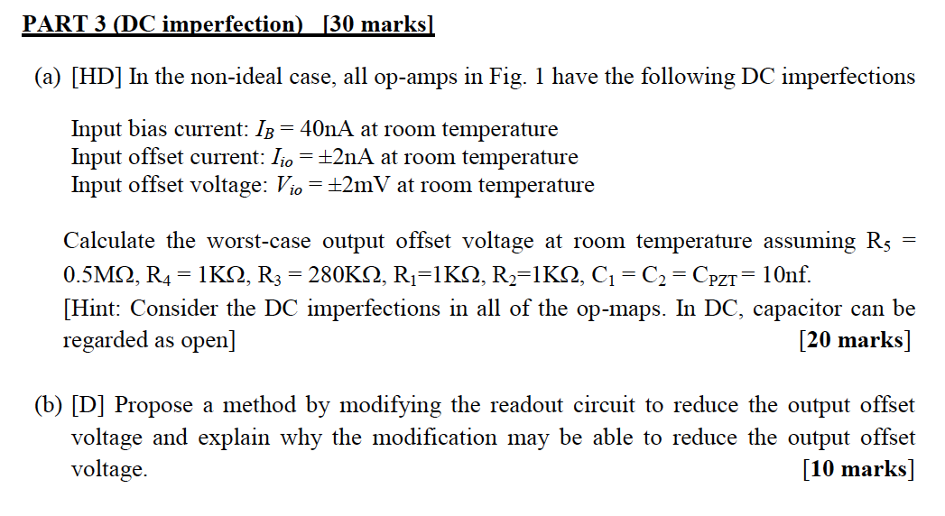 Solved PART 3 (DC imperfection) [30 marks] (a) [HD] In the | Chegg.com