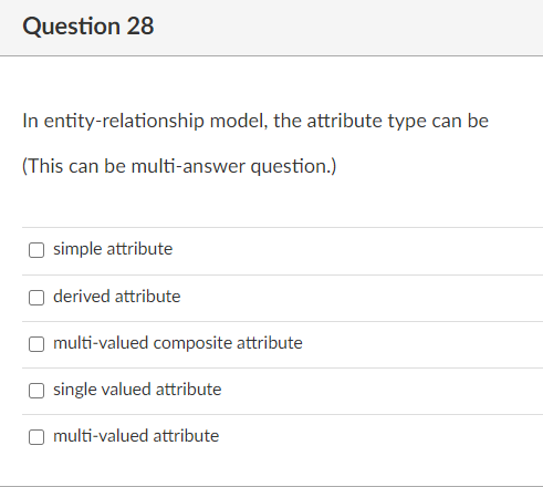 Solved Question 28 In entity-relationship model, the | Chegg.com