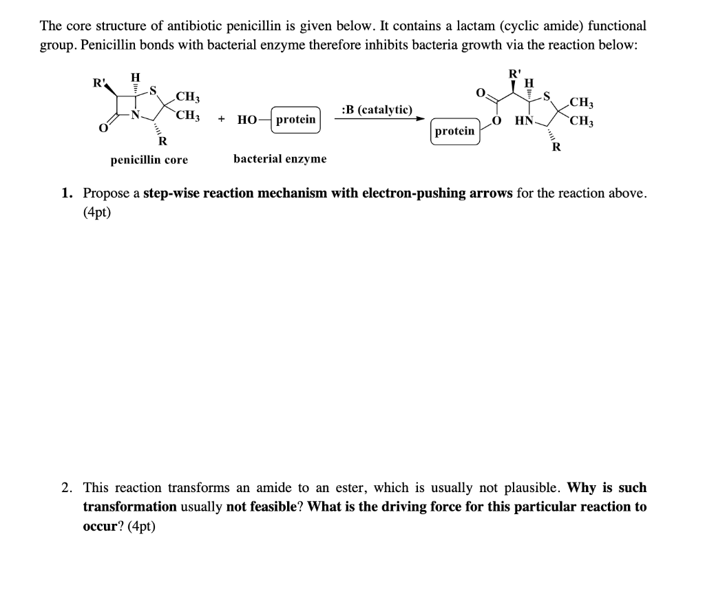 Solved The core structure of antibiotic penicillin is given | Chegg.com