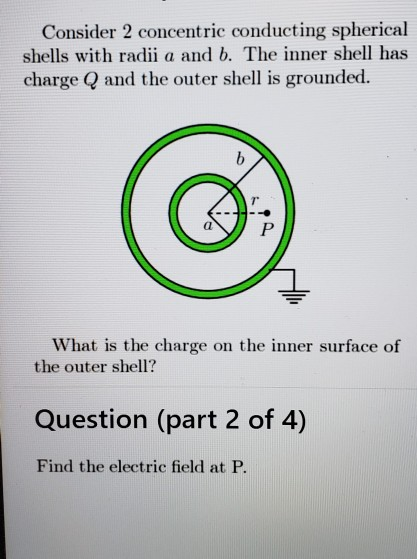 Consider 2 concentric conducting spherical shells | Chegg.com