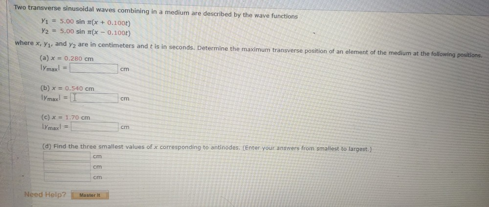 Solved Two transverse sinusoidal waves combining in a medium | Chegg.com
