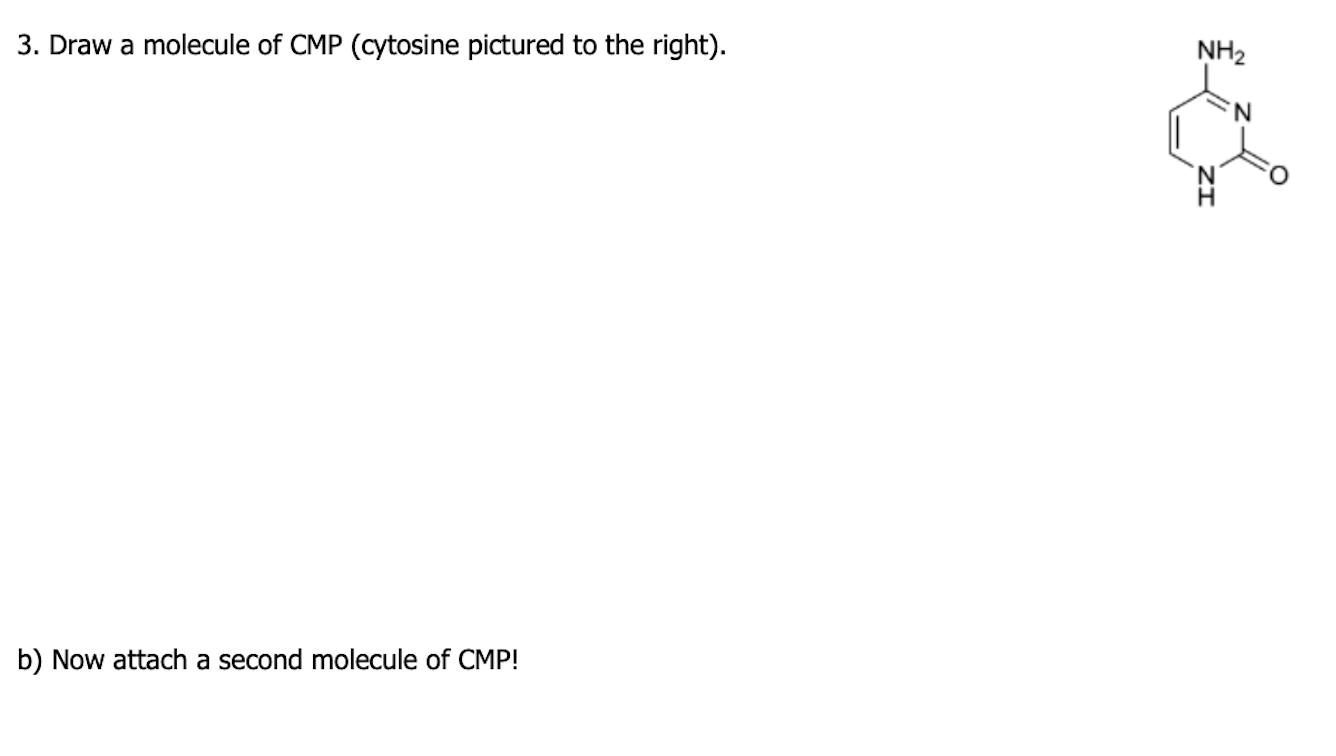 Solved 3. Draw a molecule of CMP (cytosine pictured to the | Chegg.com
