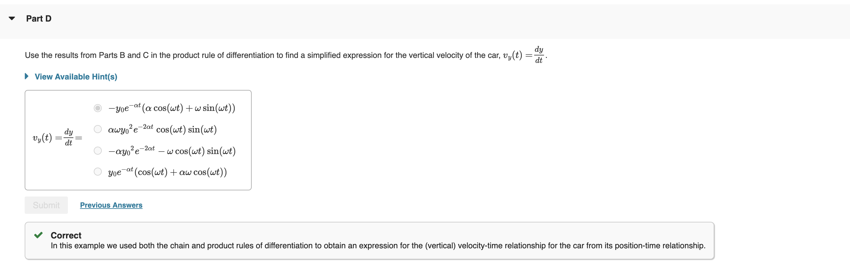 Solved Part D Use the results from Parts B and C in the | Chegg.com