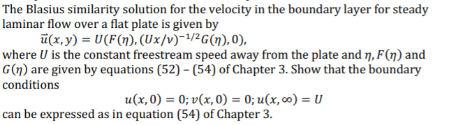 Solved The Blasius Similarity Solution For The Velocity In