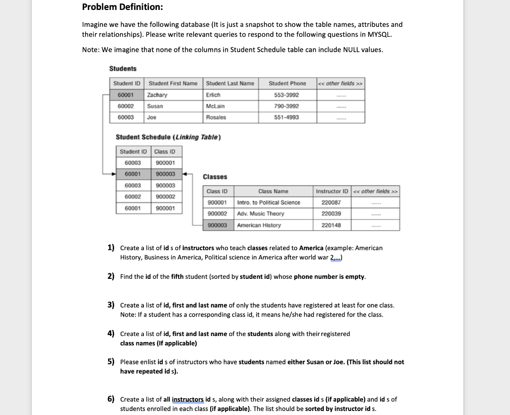 Solved Problem Definition: Imagine we have the following | Chegg.com