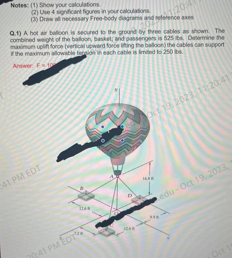 Solved Notes: (1) Show your calculations. (2) Use 4 | Chegg.com