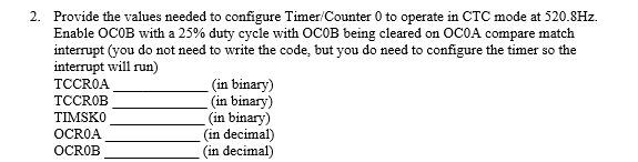 2. Provide the values needed to configure | Chegg.com