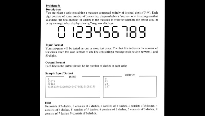 Solved Problem S Description Given Code Containing Message Composed Entirely Decimal Digits