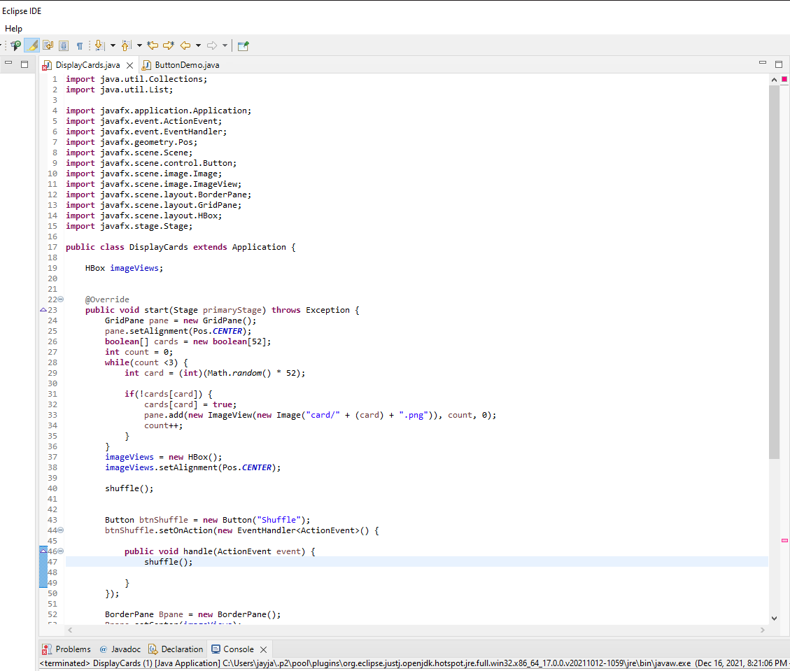 Solved Hello I have code here to display 3 cards and also | Chegg.com